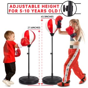 ShyLizard Punching Bag for Kids Included 2 Pack Boxing Gloves, Boxing Toys for Boys, Boxing Bag Sets with Height Adjustable Stand, Gifts for Boys & Girls Age 5,6,7,8,9,10 Years Old