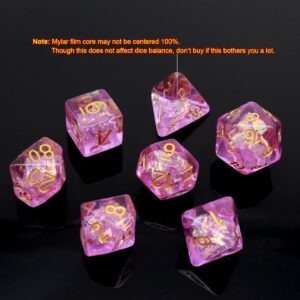 Haxtec Filled Resin DND Dice W/Iridescent Mylar Foil Bundle