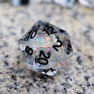 Haxtec Filled Resin DND Dice W/Iridescent Mylar Foil Bundle