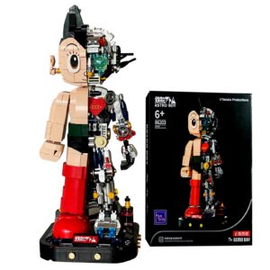 mrkuriosity mech astro boy toy building kit,collectible mighty atom display model,half mech detail hand-made mech building blocks,gift for adults and kids,compatible with lego(1258 pieces)