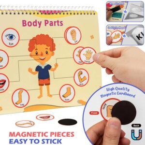 CALSPY Magnetic Busy Book for Kids - Montessori Kindergarten Preschool Learning Activities,23 Pages Autism Sensory Education Toys,Children's Day, Birthday and Airplane Travel Present