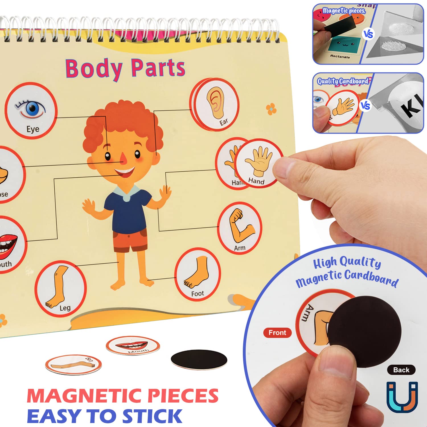 CALSPY Magnetic Busy Book for Kids - Montessori Kindergarten Preschool Learning Activities,23 Pages Autism Sensory Education Toys,Children's Day, Birthday and Airplane Travel Present