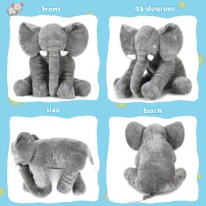 Yulejo Giant Stuffed Elephant Plush Animal Toy Back to School Party Favor Huge Stuffed Elephant Soft Elephant Large Stuffed Animal Doll Gray Elephant Plush for Kids Girlfriend Home Decor(15.7 Inch)