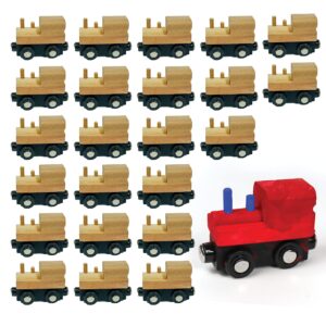 upper midland products 24 wooden trains - diy unpainted magnetic wooden train cars - unfinished perfect for paint project, crafts, and trains birthday party supplies - thomas and briocompatible