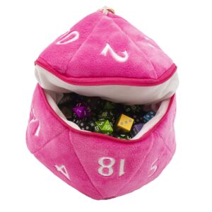 ultra pro - hot pink d20 plush dice bag - the perfect dice bag for any rpg games like magic: the gathering, and d&d, carry up to 50 dice in a stylish plush bag and up your game