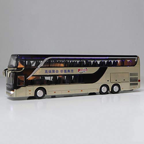 FECAMOS Electric Bus Toy 1:32 Alloy Double Decker Bus Model Long Distance Bus Toy Car Bus with Light Music for Children Kids Gift(Gold)