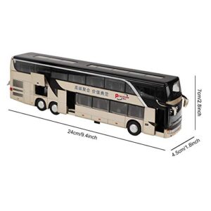 FECAMOS Electric Bus Toy 1:32 Alloy Double Decker Bus Model Long Distance Bus Toy Car Bus with Light Music for Children Kids Gift(Gold)