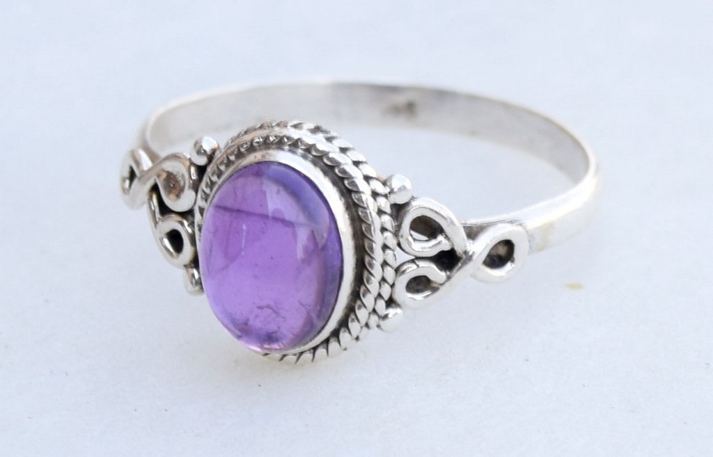 Amethyst Stone Ring 925 Sterling Silver Statement Ring For Women Handmade Rings Gemstone Christmas Promise Ring Size US 8 Gift For Her