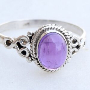 Amethyst Stone Ring 925 Sterling Silver Statement Ring For Women Handmade Rings Gemstone Christmas Promise Ring Size US 8 Gift For Her