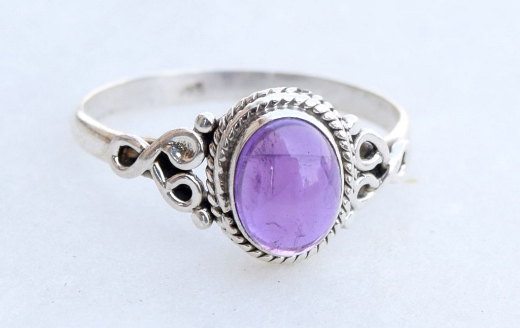 Amethyst Stone Ring 925 Sterling Silver Statement Ring For Women Handmade Rings Gemstone Christmas Promise Ring Size US 8 Gift For Her