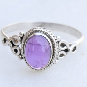 Amethyst Stone Ring 925 Sterling Silver Statement Ring For Women Handmade Rings Gemstone Christmas Promise Ring Size US 8 Gift For Her