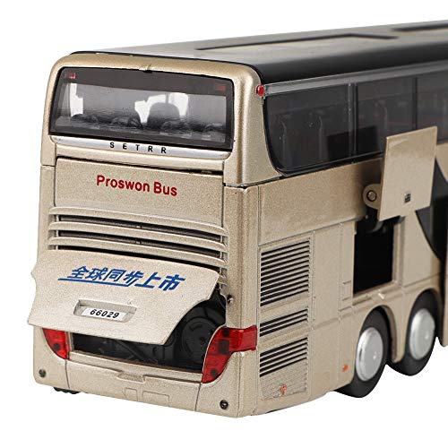 FECAMOS Electric Bus Toy 1:32 Alloy Double Decker Bus Model Long Distance Bus Toy Car Bus with Light Music for Children Kids Gift(Gold)