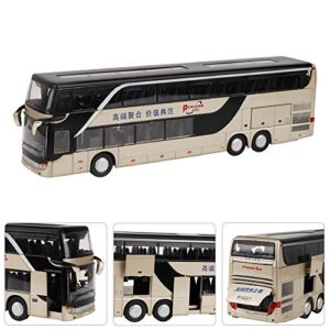 FECAMOS Electric Bus Toy 1:32 Alloy Double Decker Bus Model Long Distance Bus Toy Car Bus with Light Music for Children Kids Gift(Gold)