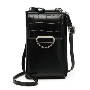 women crossbody phone bag, small messenger shoulder bag cash handbag wallet purse new in 2022 (black)