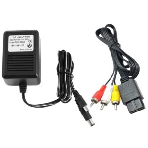 ruitroliker power supply ac charger power adapter with av cable rca tv cord for snes nes genesis console