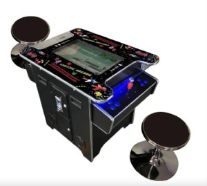 top us video arcades full size commercial grade cocktail arcade machine 2 player retro 412 games 22" lcd screen tempered glass 2 stools included 5 year warranty black