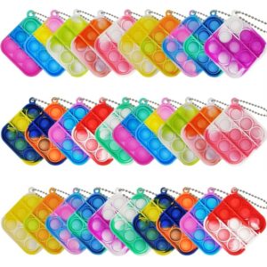 60 Pcs Mini Pop Bubble Fidget Sensory Toys, Pop Keychain Bulk Toy for Party Favor, Classroom Student Prizes Easter Basket Goodie Bag Stuffers Christmas Valentine Gift for Kid