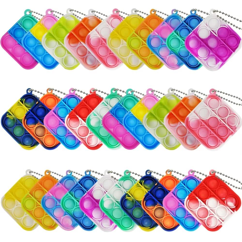 60 Pcs Mini Pop Bubble Fidget Sensory Toys, Pop Keychain Bulk Toy for Party Favor, Classroom Student Prizes Easter Basket Goodie Bag Stuffers Christmas Valentine Gift for Kid