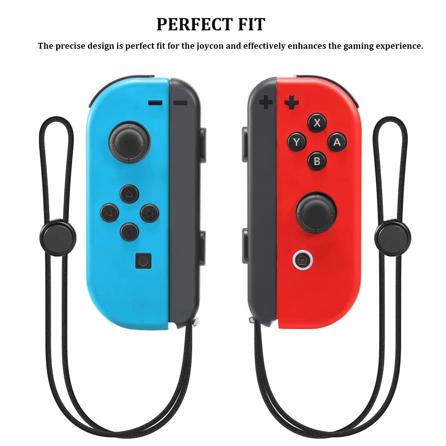 VANJUNN Replacement Wrist Strap for Switch OLED and Switch 2017Joycon,1 Pair Hand Wrist Strap Lanyard Replacement Parts Accessories with Joysticks Caps for Nintendo Switch Joycon