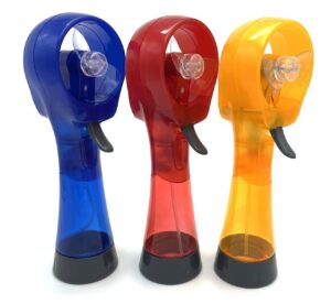 cebuy handheld water misting fan, mist spray fans for outside portable, 3 pack (dark blue/red/yellow)