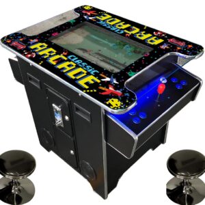 Top Us Video Arcades Full Size Commercial Grade Cocktail Arcade Machine 2 Player Retro 60 Games 22" LCD Screen Tempered Glass 2 Stools Included 5 Year Warranty Black