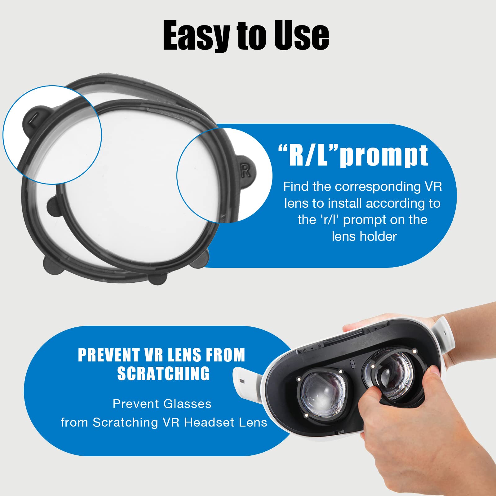 OOAVR Anti-Blue Light Glasses for Oculus Quest 2 Come with a Magnetic Alloy Frame and Anti-Blue Light Lens Accessories That Supports Changing Lenses to Accommodate Your Nearsightedness (Black)