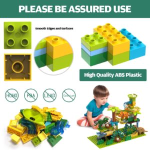 JIXIn Dinosaur Marble Runs for Kids 4-8/Building Blocks Compatible with DUPLO Lego Sets/Toddler Marble Run for Kids Ages 3-5/125 PCS Classic Big Blocks Montessori Learning STEM Toys for Kids Age 3+