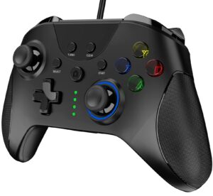 gcht gaming sp1048 wired pc gaming controller with paddles/hall joysticks/hall triggers/rgb lighting, work for windows pc, android, steam and switch (black)