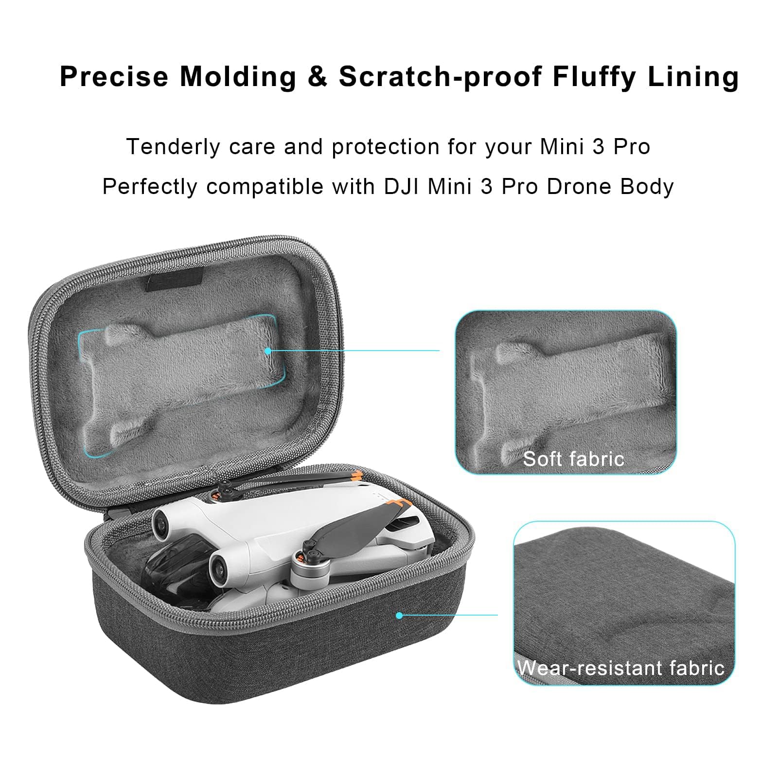 iEago RC Mini 3 Pro Case Drone Body Small Case Portable Storage Bag Travel Compact Case Compatible with DJI Mini 3 / Mini 3 Pro Accessories