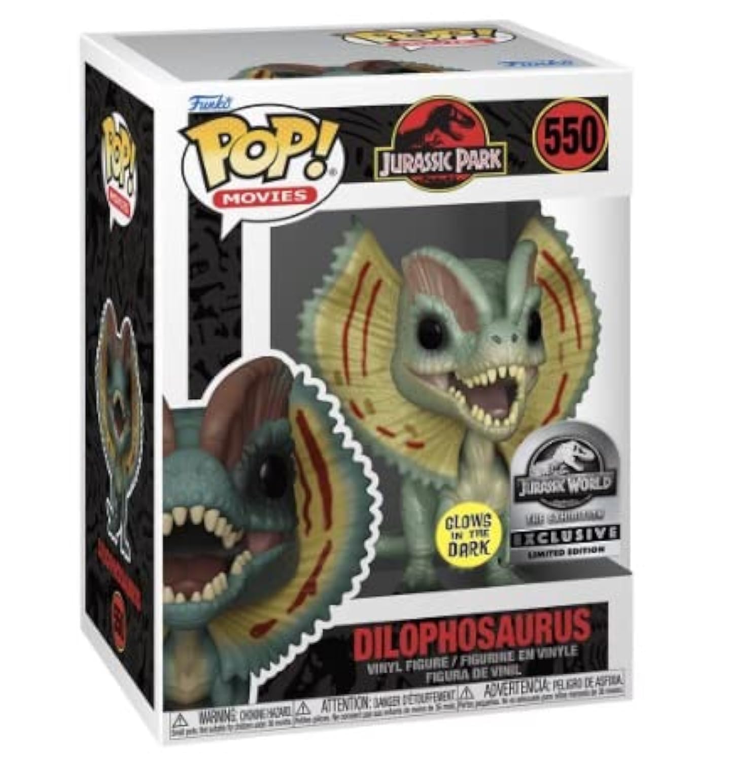 Funko Pop! Movies Jurassic Park Dilophosaurus GITD Jurassic World Exhibition Exclusive Figure #550