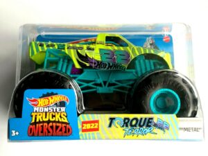 hot wheeels monster trucks oversized torque terror (green), 1:24 scale diecast truck