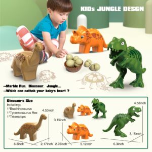 JIXIn Dinosaur Marble Runs for Kids 4-8/Building Blocks Compatible with DUPLO Lego Sets/Toddler Marble Run for Kids Ages 3-5/125 PCS Classic Big Blocks Montessori Learning STEM Toys for Kids Age 3+