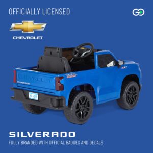 ReadyGO 12V Battery Powered Licensed Chevrolet Silverado Kids Ride On Truck Electric Vehicle with Parent Remote Control, High Speed Mode (5 MPH), LED Lights, Retractable Tailgate, & Truck Sounds