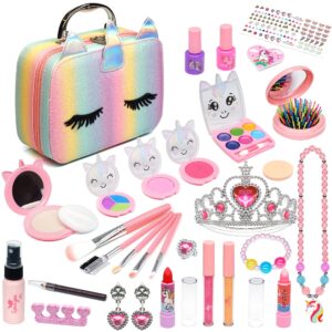 kids makeup kit for girl - little girls real make up set, washable makeup toy for toddler , safe & no toxic play cosmetic for child age 4 5 6 7 8 10 12 years old, children christmas & birthday gift