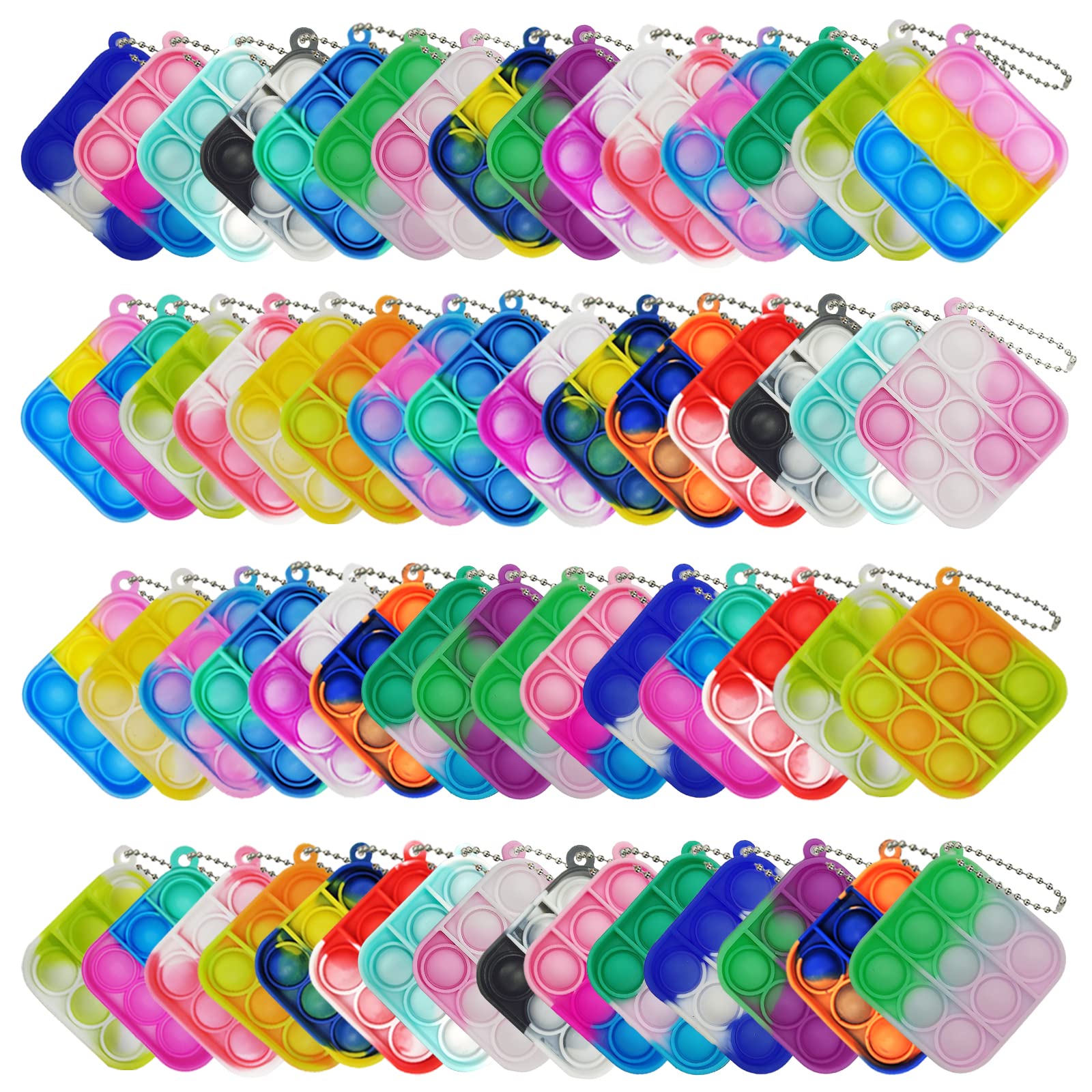 60 Pcs Mini Pop Bubble Fidget Sensory Toys, Pop Keychain Bulk Toy for Party Favor, Classroom Student Prizes Easter Basket Goodie Bag Stuffers Christmas Valentine Gift for Kid