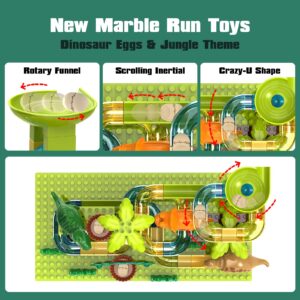 JIXIn Dinosaur Marble Runs for Kids 4-8/Building Blocks Compatible with DUPLO Lego Sets/Toddler Marble Run for Kids Ages 3-5/125 PCS Classic Big Blocks Montessori Learning STEM Toys for Kids Age 3+