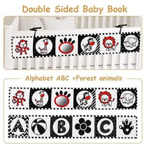 Vicloon Black and White High Contrast Baby Toys, Soft Baby Book for Newborn 0-3-6-12 Months, Infant Tummy Time Toys, Early Education Sensory Toys, Visual Stimulation Folding Cloth Book for Boys Girls