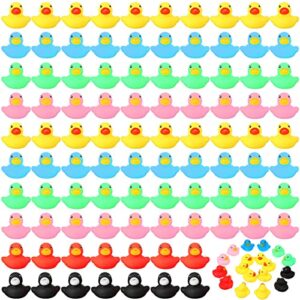 zhanmai 300 pcs mini rubber ducks set bath toy, float squeak yellow ducks in bulk, tiny shower rubber ducks, bathtub toy pool toy for party supplies shower birthday (1.57 x 1.57 x 1.18 inch)