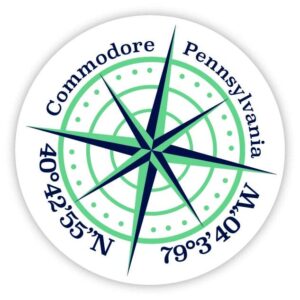 commodore pennsylvania 4-inch vinyl decal sticker latitude longitude compass design