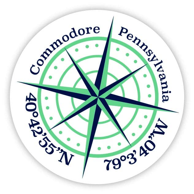 Commodore Pennsylvania 4-Inch Vinyl Decal Sticker Latitude Longitude Compass Design