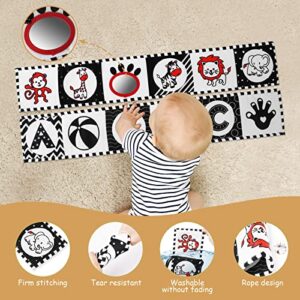 Vicloon Black and White High Contrast Baby Toys, Soft Baby Book for Newborn 0-3-6-12 Months, Infant Tummy Time Toys, Early Education Sensory Toys, Visual Stimulation Folding Cloth Book for Boys Girls