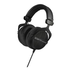 beyerdynamic DT 990 PRO Studio Headphones (Ninja Black, Limited Edition) Bundle with Headphone Hanger Mount with Built-in Cable Organizer (2 Items)