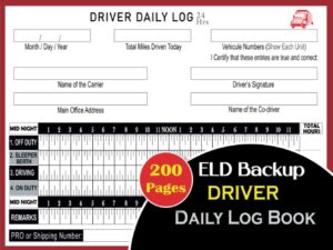 eld backup driver log book: daily eld backup checklist & inspection reports for drivers and truckers, 200 single sided pages, size 8x6 inches, easy tear-out