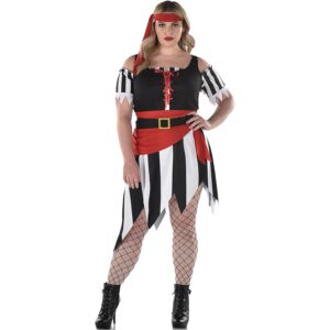 sultry shipmate deluxe multicolor pirate costume - women's plus xxl (18-20) - high-quality & comfortable fabric perfect for halloween & costume parties - 1 set