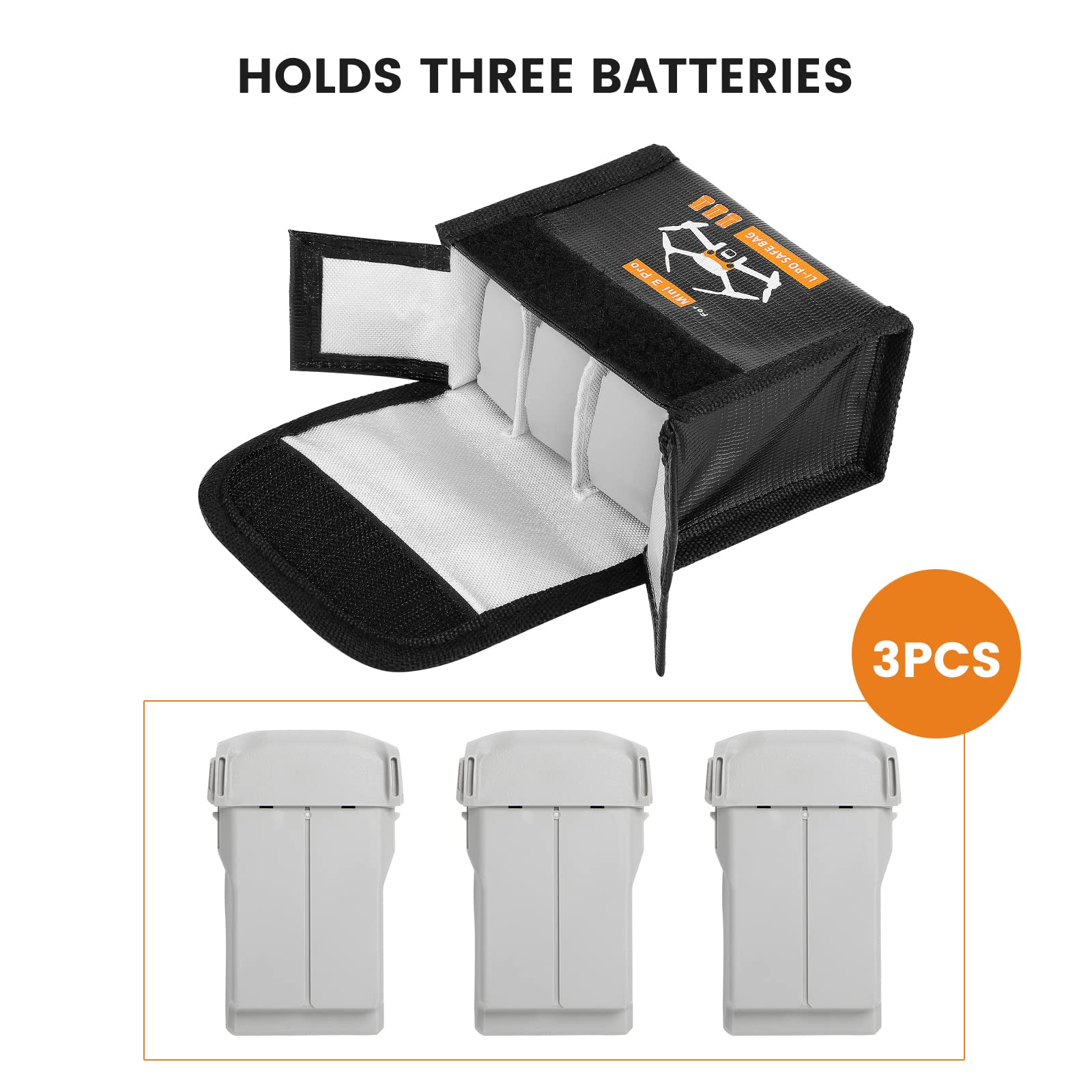 BEHORSE Mini 4 Pro/Mini 3 Pro Battery Safe Bag Fireproof Explosion-Proof Lipo Batteries Protector Storage for DJI Mini 4 Pro/Mini 3/ DJI Mini 3 Pro Battery Accessories