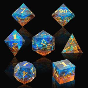 DND Dice Set Polyhedral Dice Set, Resin Sharp Edge dice Set for D&D Game, Blue