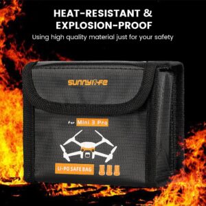 BEHORSE Mini 4 Pro/Mini 3 Pro Battery Safe Bag Fireproof Explosion-Proof Lipo Batteries Protector Storage for DJI Mini 4 Pro/Mini 3/ DJI Mini 3 Pro Battery Accessories