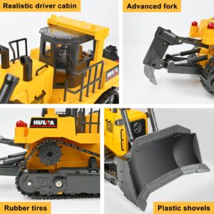 11 Channel Remote Control Bulldozer, 1/16 Scale 2.4Ghz Full Functional Construction Vehicle, Rc Bulldozer Toys with Lights and Sounds for 6 7 8 9 10+ Years Old