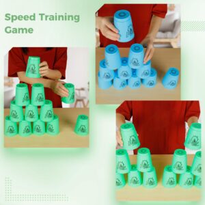 yeesport Sport Stacking Cups, 24pcs Sports Stacking Cups Speed Training Game for Challenge Competition Travel Party Gift for Kids and Adults (Blue+Green)