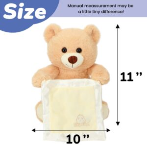 Hopearl Peek A Boo Bear with Security Blanket Interactive Repeats What You Say Plush Teddy Bear Toy Musical Singing Talking Stuffed Animal Adorable Electric Animate Birthday Festival, Beige, 11''